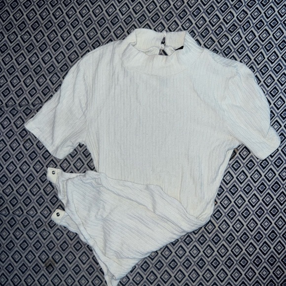 Forever 21 | Tops | Pearl Detail High Neck Ribbed Bodysuit | Poshmark